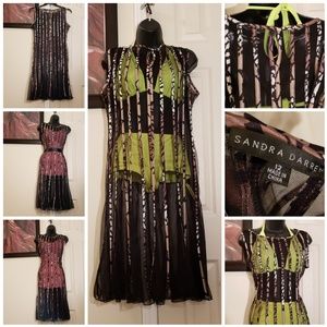 Sandra Darren | Dresses | Vintage Sandra Darren Sheer Satin Fitflare ...